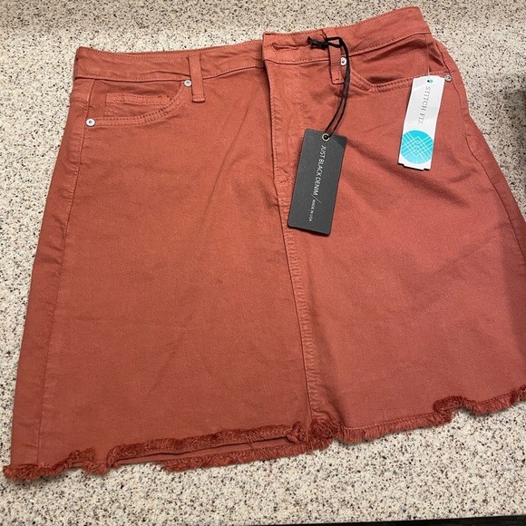 Just Black | Skirts | Burnt Orange Denim Frayed A Line Skirt | Poshmark